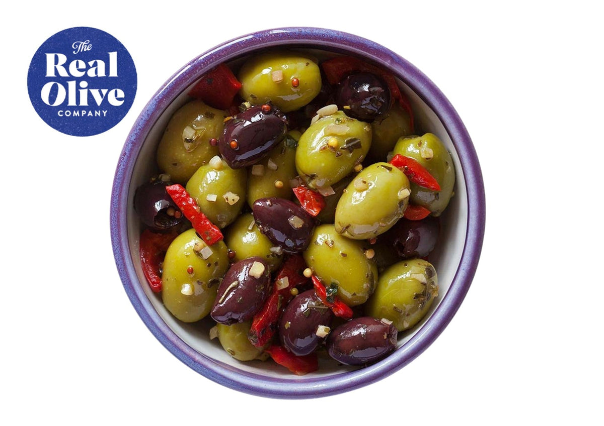 The Real Olive Co - Garlic, Peppers & Mustard Seed Olives (Pouch 1Kg ...
